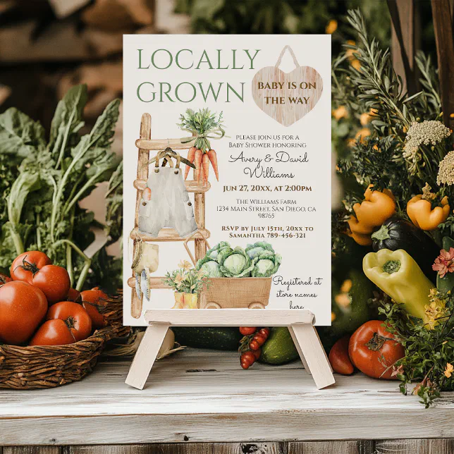 Locally Grown Farm Market Modern Baby Shower Invitation | Zazzle
