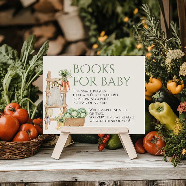Locally Grown Farm Rustic Baby Shower Books Enclosure Card | Zazzle