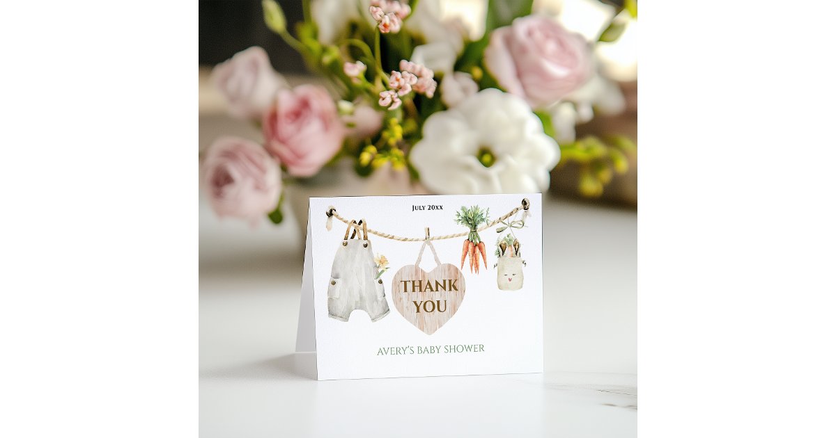 Locally Grown Farm Rustic Baby Shower Thanks Thank You Card | Zazzle