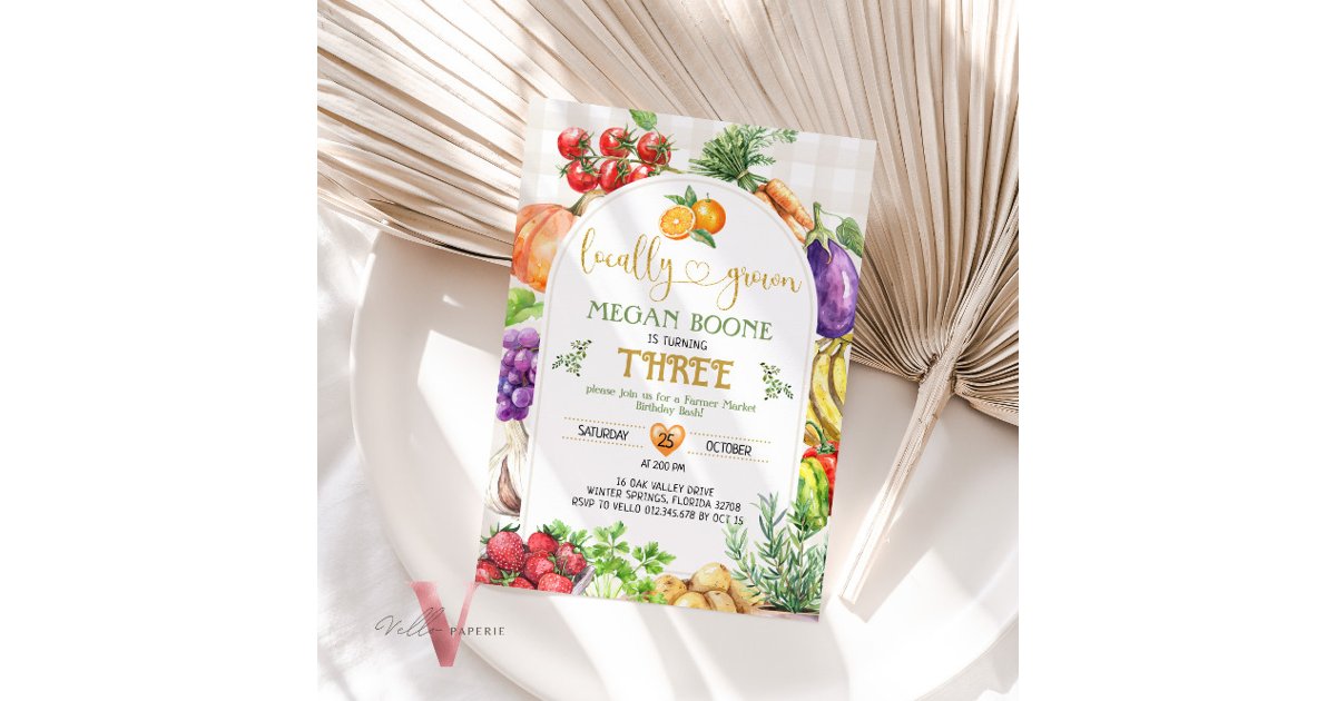 Locally Grown Farmer Market Birthday Invitation | Zazzle