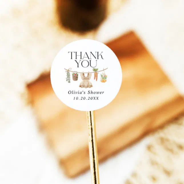 Locally Grown Farmers Market Baby Shower Classic Round Sticker | Zazzle