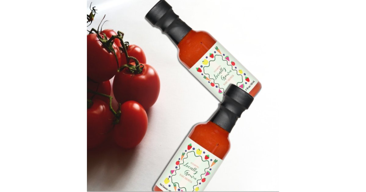 Locally Grown Farmer's Market Baby Shower Hot Sauces | Zazzle