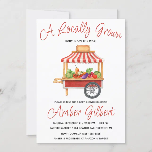 Locally Grown, Farmer's Market Baby Shower Invitat Invitation | Zazzle