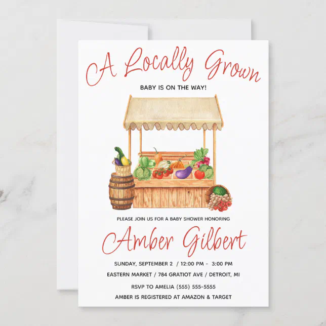 Locally Grown, Farmer's Market Baby Shower Invitation | Zazzle
