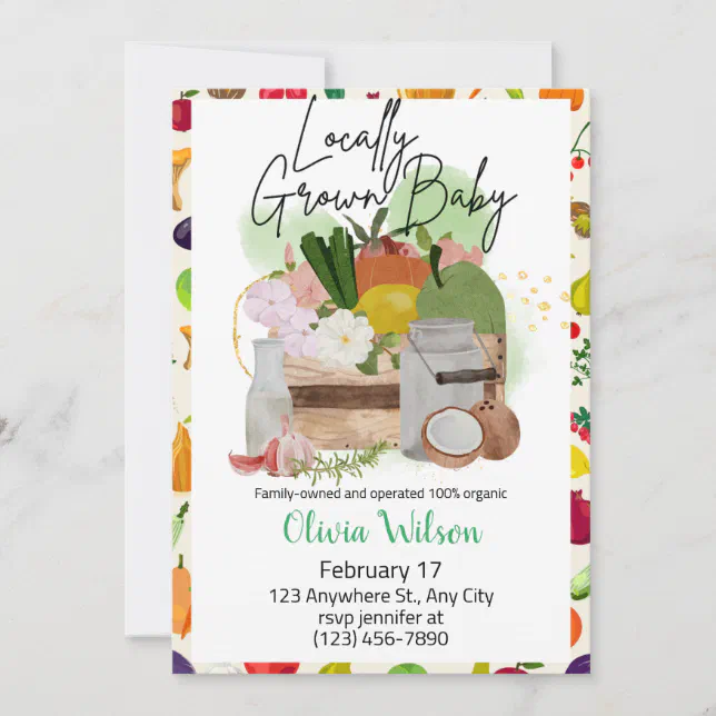 Locally Grown Farmers Market Baby Shower Invitation | Zazzle