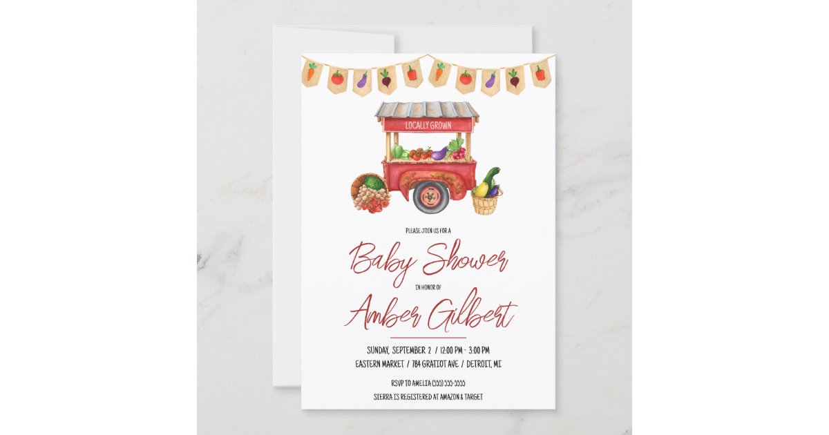 Locally Grown, Farmer's Market Baby Shower Invitation | Zazzle