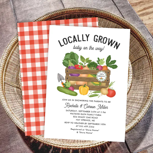 Locally Grown Farmers Market Baby Shower Invitation | Zazzle