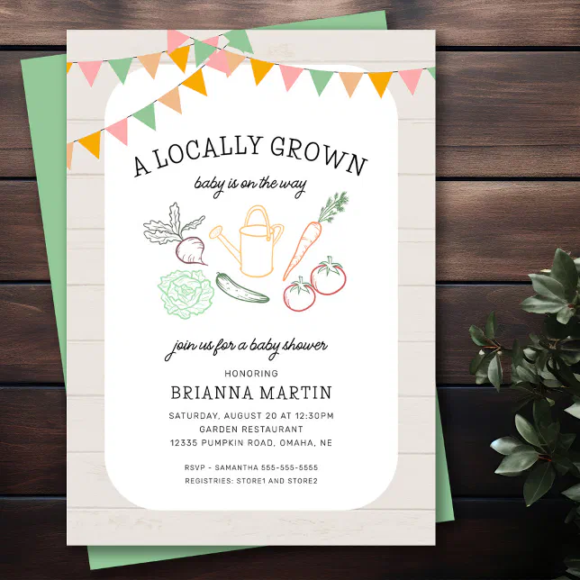 Locally Grown Farmers Market Baby Shower Invitation | Zazzle