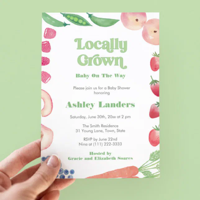 Locally Grown Farmers Market Baby Shower Invitation | Zazzle