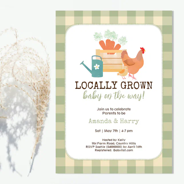 Locally Grown Farmers Market Baby Shower Invitation | Zazzle