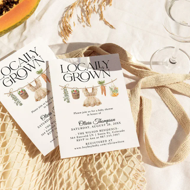 Locally Grown Farmers Market Baby Shower Invitation | Zazzle