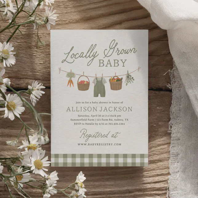Locally Grown Farmers Market Baby Shower Invitation | Zazzle