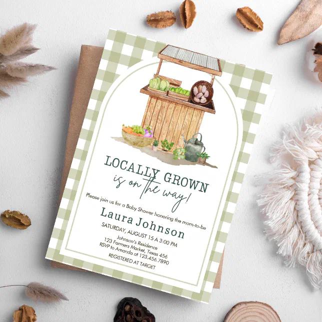 Locally Grown Farmers Market Baby Shower Invitation | Zazzle