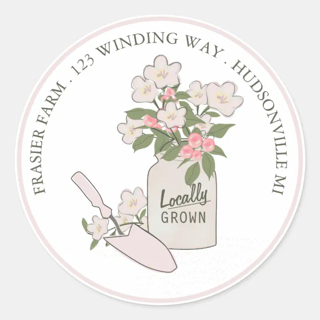 Locally Grown Farmers Market Blossoms Business Classic Round Sticker ...