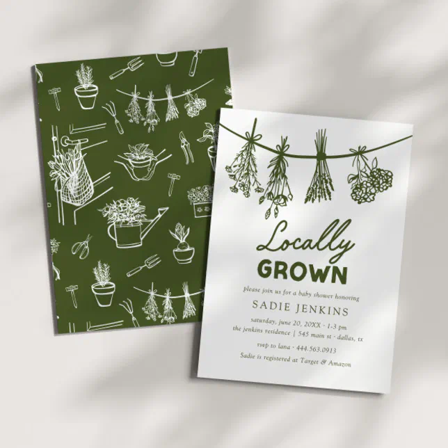 Locally Grown Farmers Market Green Baby Shower Invitation | Zazzle
