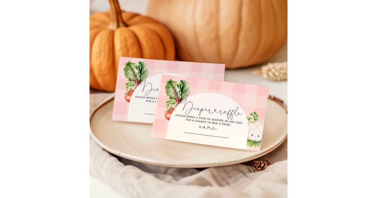 Locally grown pink vegetables diaper raffle ticket enclosure card | Zazzle
