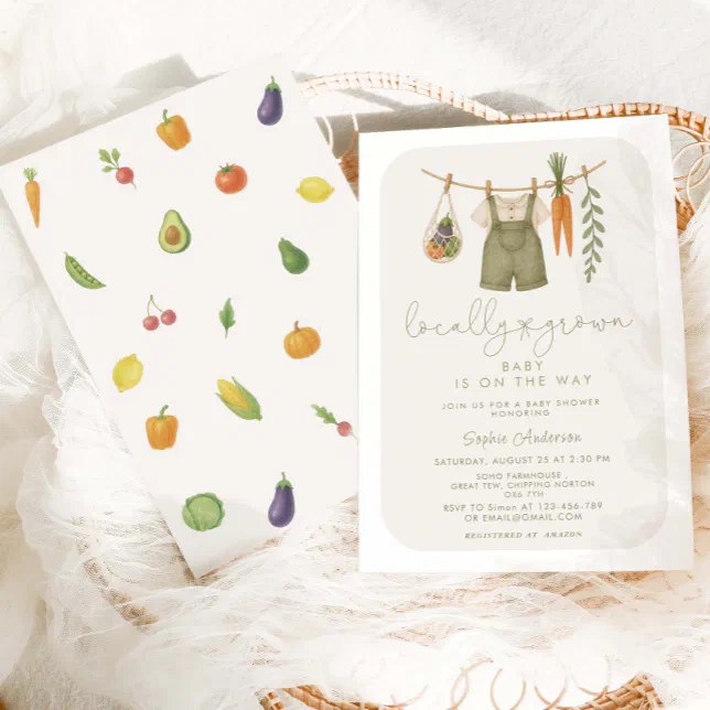 Locally Grown Rustic Baby Shower Invitation | Zazzle