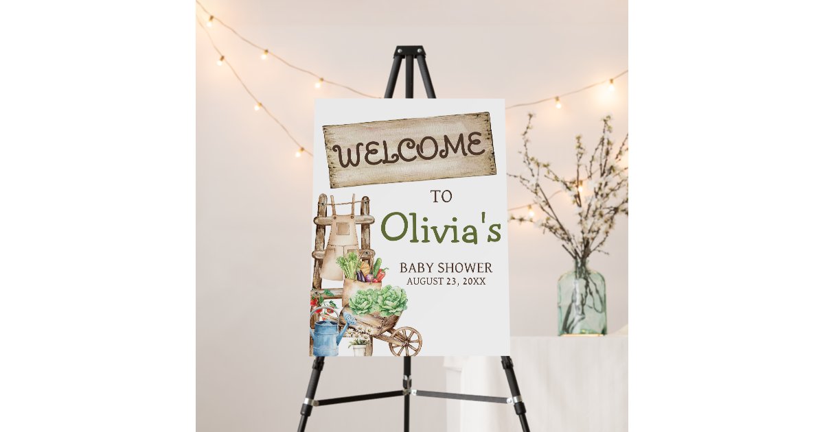 Locally Grown Rustic Baby Shower Welcome Sign | Zazzle