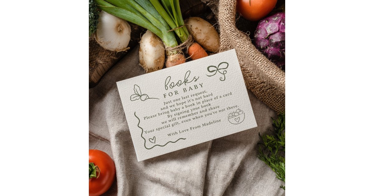 Locally Grown Rustic Farmer’s Market Books Baby Enclosure Card | Zazzle
