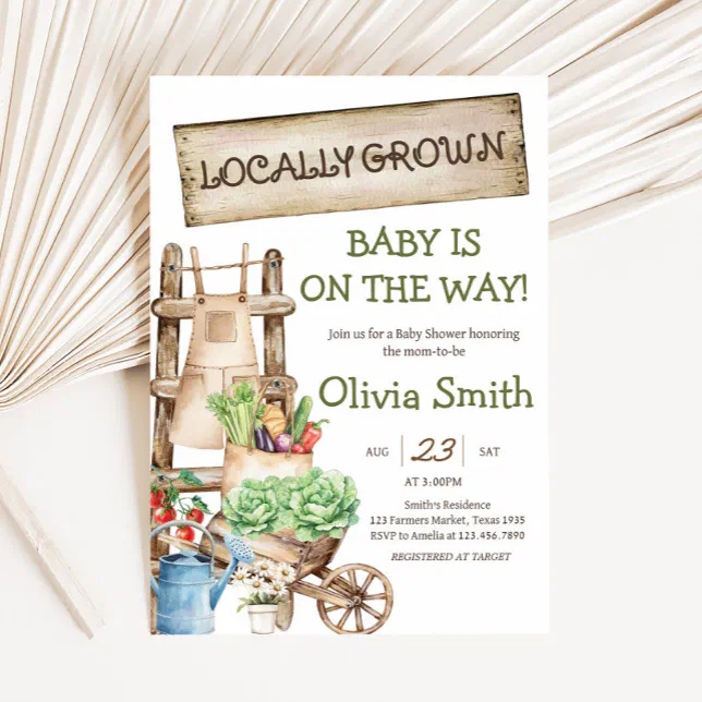 Locally Grown Rustic Market Baby Shower Invitation | Zazzle