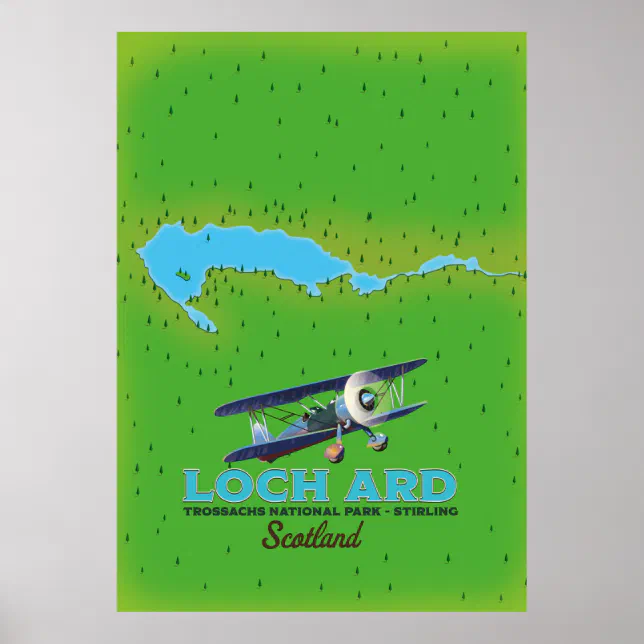 Loch Ard Trossachs National Park, Stirling map Poster | Zazzle