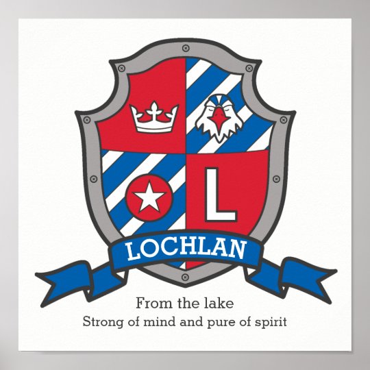 Lochlan boys name meaning heraldry shield poster | Zazzle.com