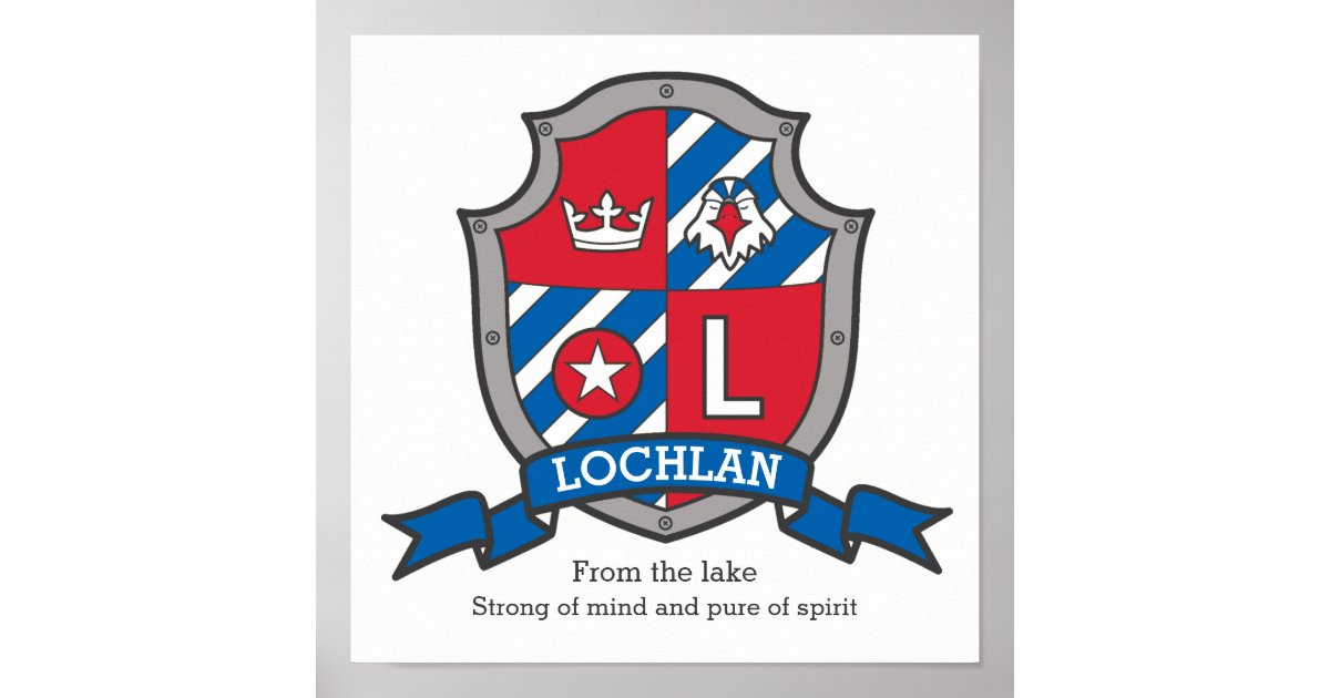 Lochlan boys name meaning heraldry shield poster | Zazzle