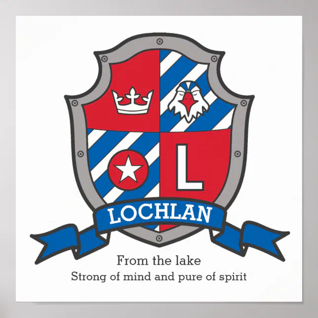 Lochlan boys name meaning heraldry shield poster | Zazzle