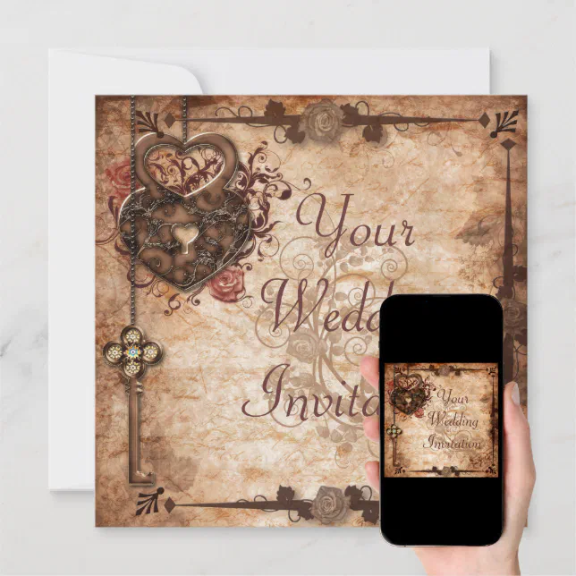 Lock and Key Wedding Invitation | Zazzle