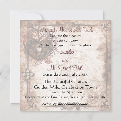 Lock and Key Wedding Invitation | Zazzle