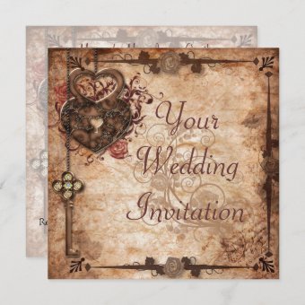 Lock and Key Wedding Invitation | Zazzle