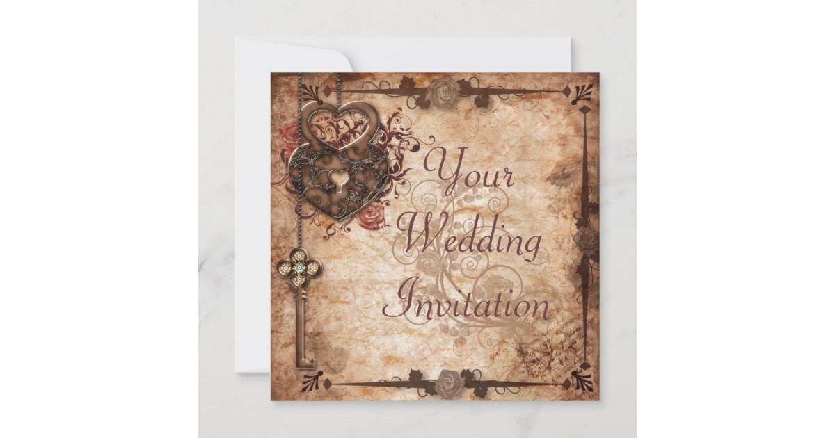 Lock and Key Wedding Invitation | Zazzle