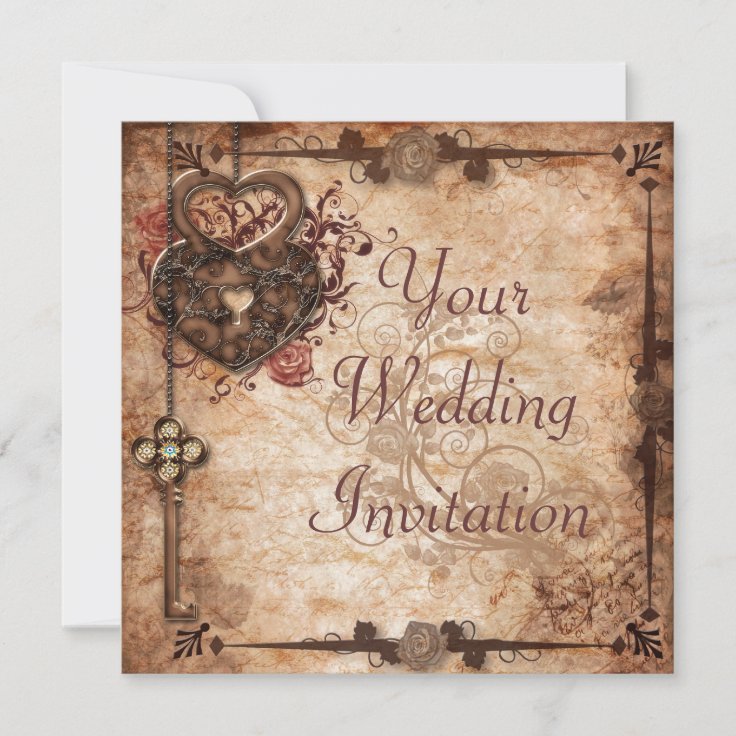 Lock and Key Wedding Invitation | Zazzle