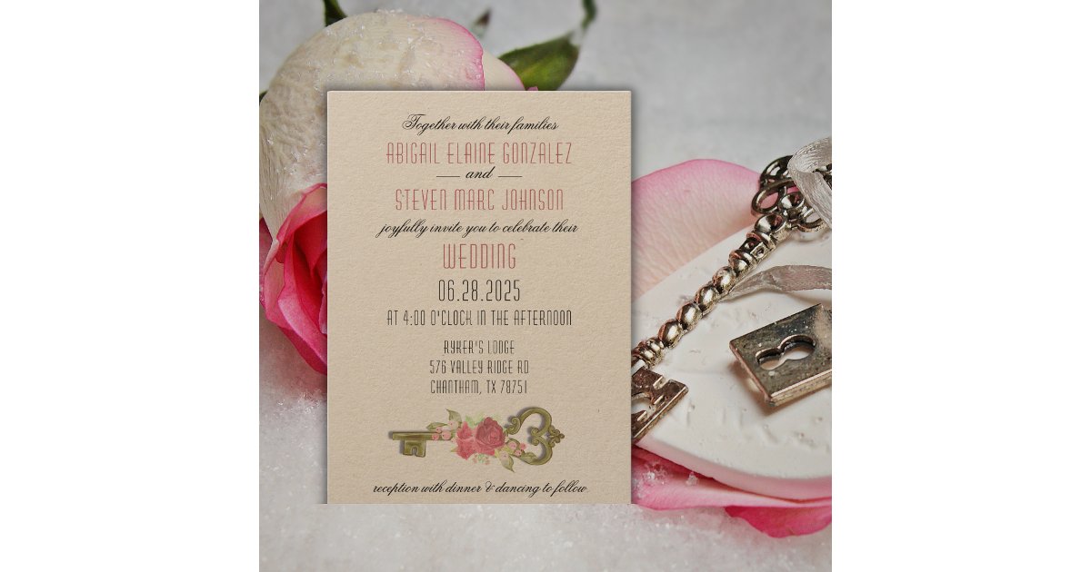 Lock & Key Wedding Suite Formal Invitation | Zazzle