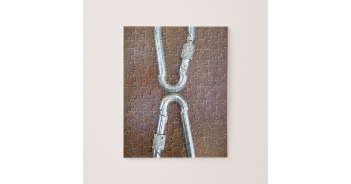 Locked In: Durable Steel Carabiner Lock Design Jigsaw Puzzle | Zazzle