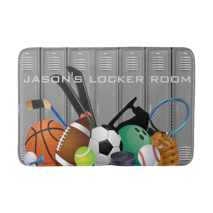 Locker Room Design Bath Mat | Zazzle