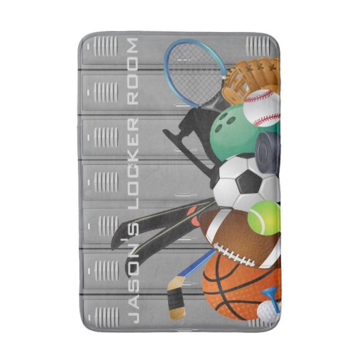 Locker Room Design Bath Mat | Zazzle
