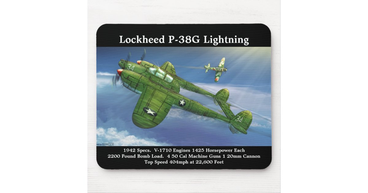 Lockheed P-38G Lightning Airplane Mouse Pad | Zazzle