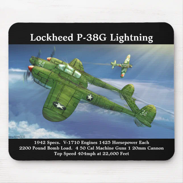 Lockheed P-38G Lightning Airplane Mouse Pad | Zazzle