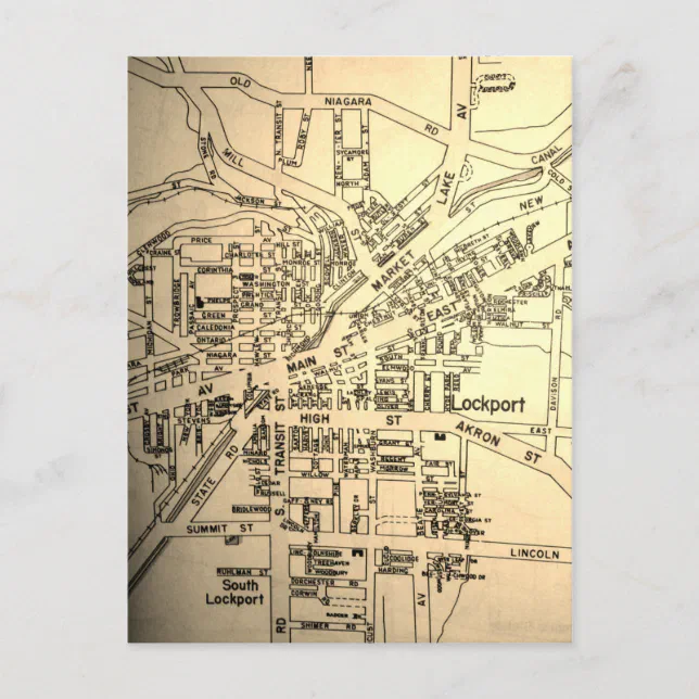 Lockport, NY Vintage Map Postcard | Zazzle