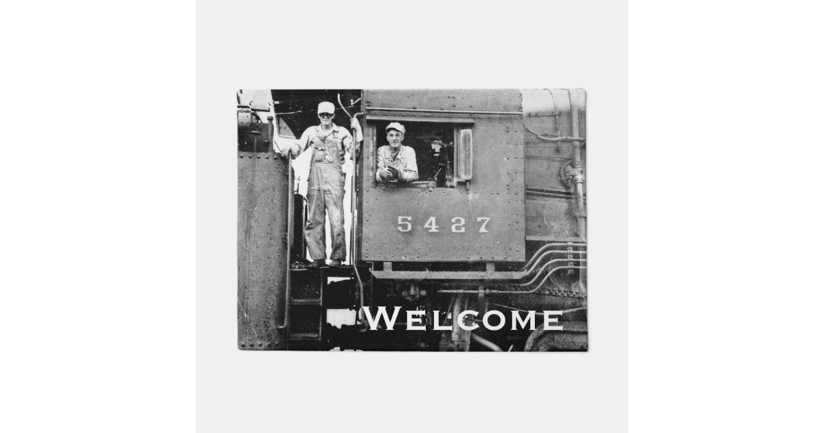 Locomotive Engineer and Conductor Vintage Railroad Doormat | Zazzle