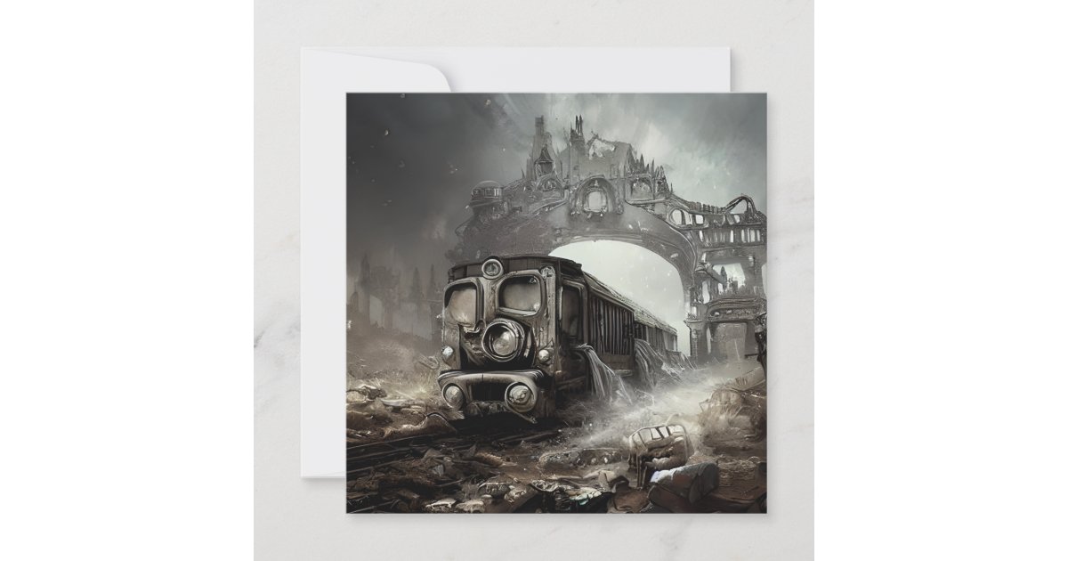 Locomotive Haunted Ghost Train Holiday Card | Zazzle