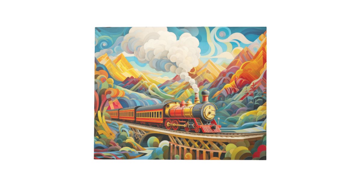 Locomotive Train Concept Abstract Colorful Scenery Notepad | Zazzle
