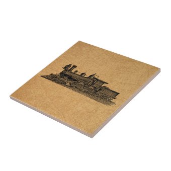 Locomotive Train Vintage Steam Engine & Map Style Ceramic Tile | Zazzle