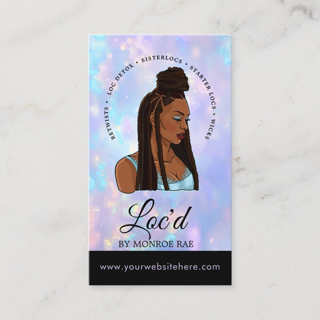 Loctician/Loc Stylist Beauty & Hair Salon Opal Bus Business Card | Zazzle