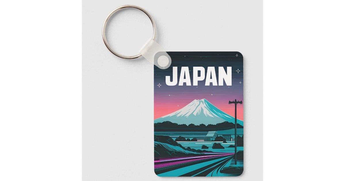LoFi Vaporwave Retro 80s Japan Mount Fuji Keychain | Zazzle