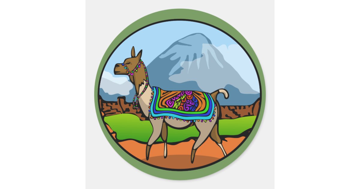 Lofty Llama Round Sticker | Zazzle