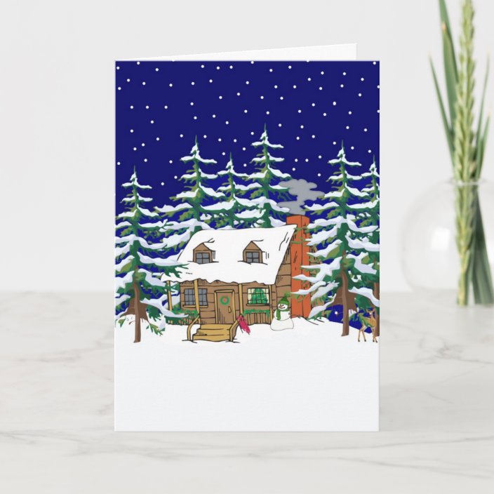 Log Cabin Christmas Holiday Card | Zazzle