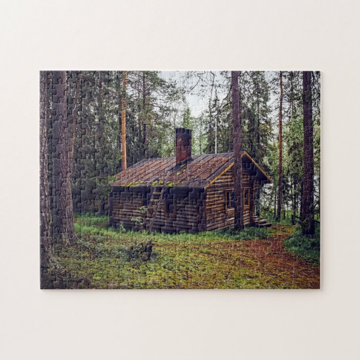 LOG CABIN IN THE WOODS JIGSAW PUZZLE | Zazzle