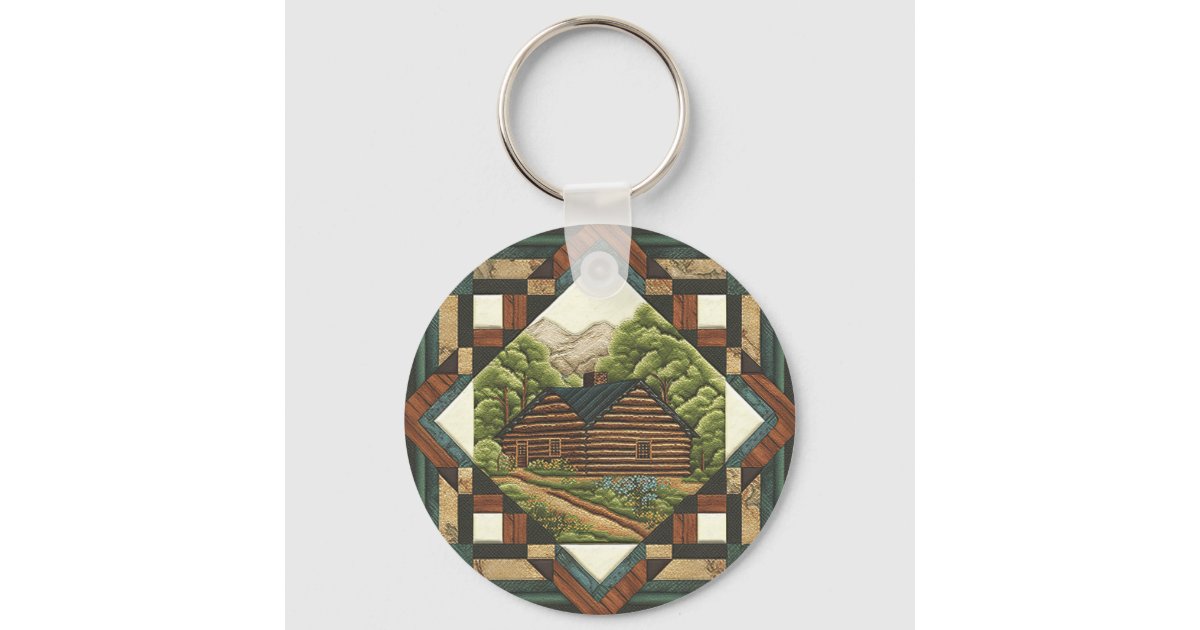 Log Cabin Keychain | Zazzle